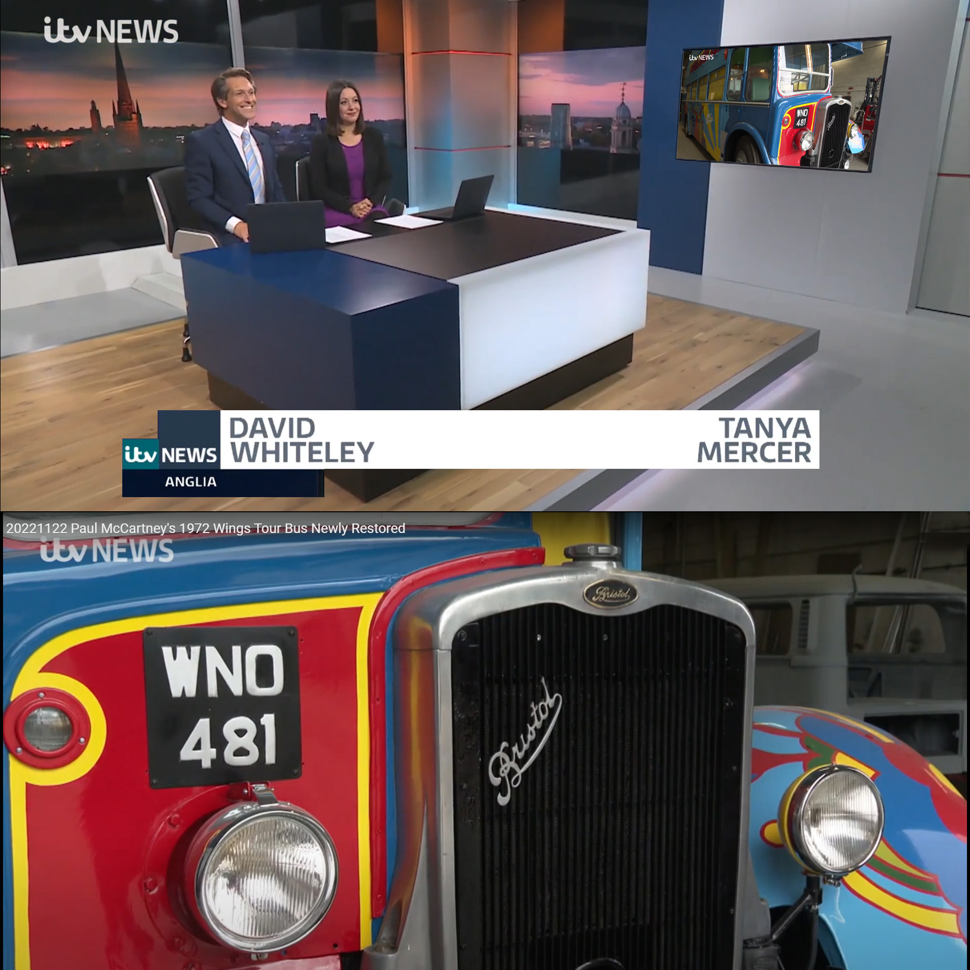 ITV News Visits The Newly Restored 1972 Wings Tour Bus ...